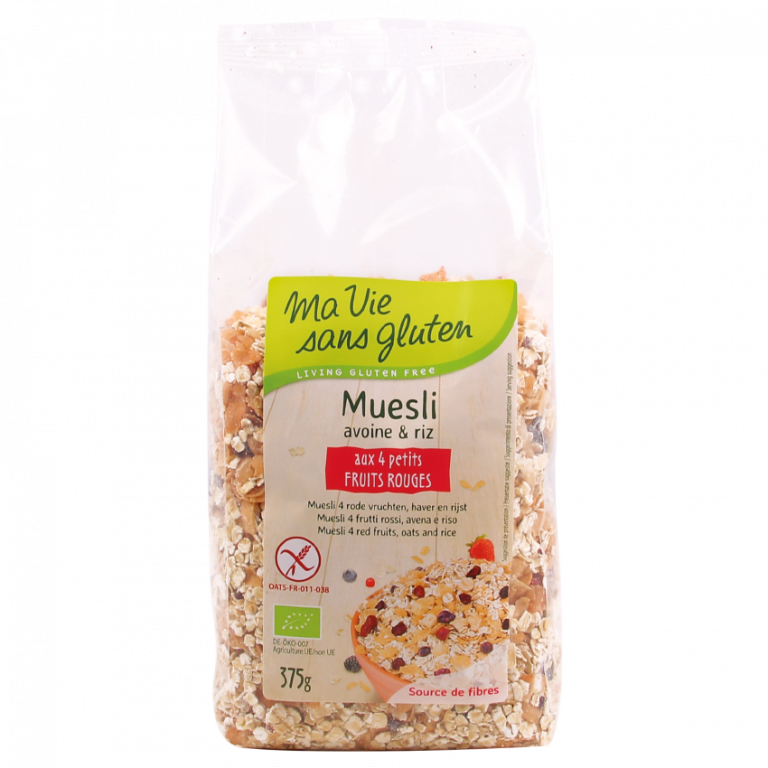 Muesli bio aux 4 petits fruits rouges – avoine et riz – 375g - Ma Vie ...